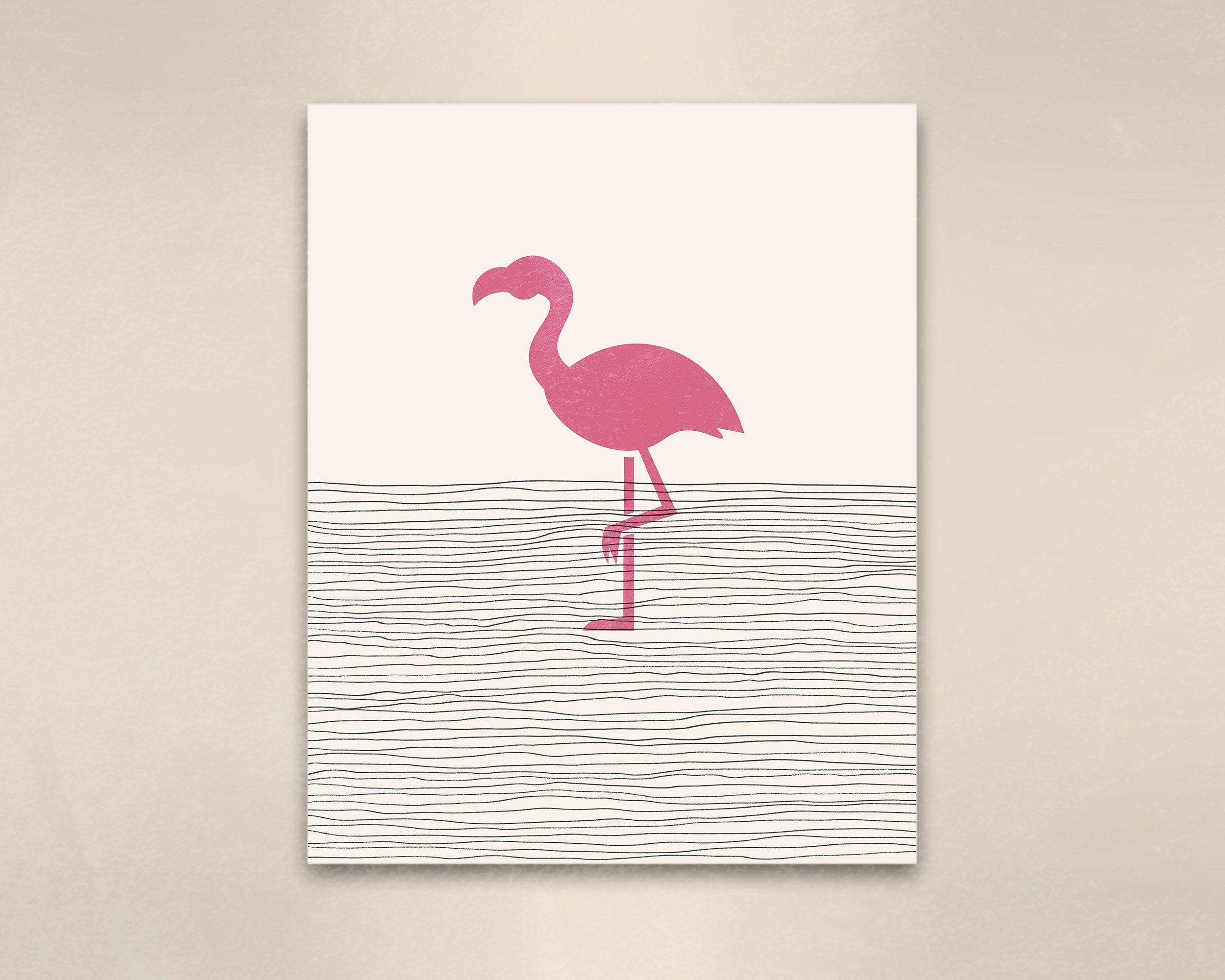 Boho Flamingo Print - Flamingo Wall Art / Decor, Minimalist Poster ...