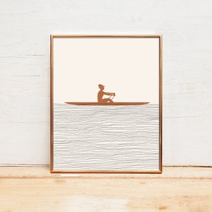 Boho Rowing Art - Rowing Wall Art / Decor, Minimalist Rower Poster ...