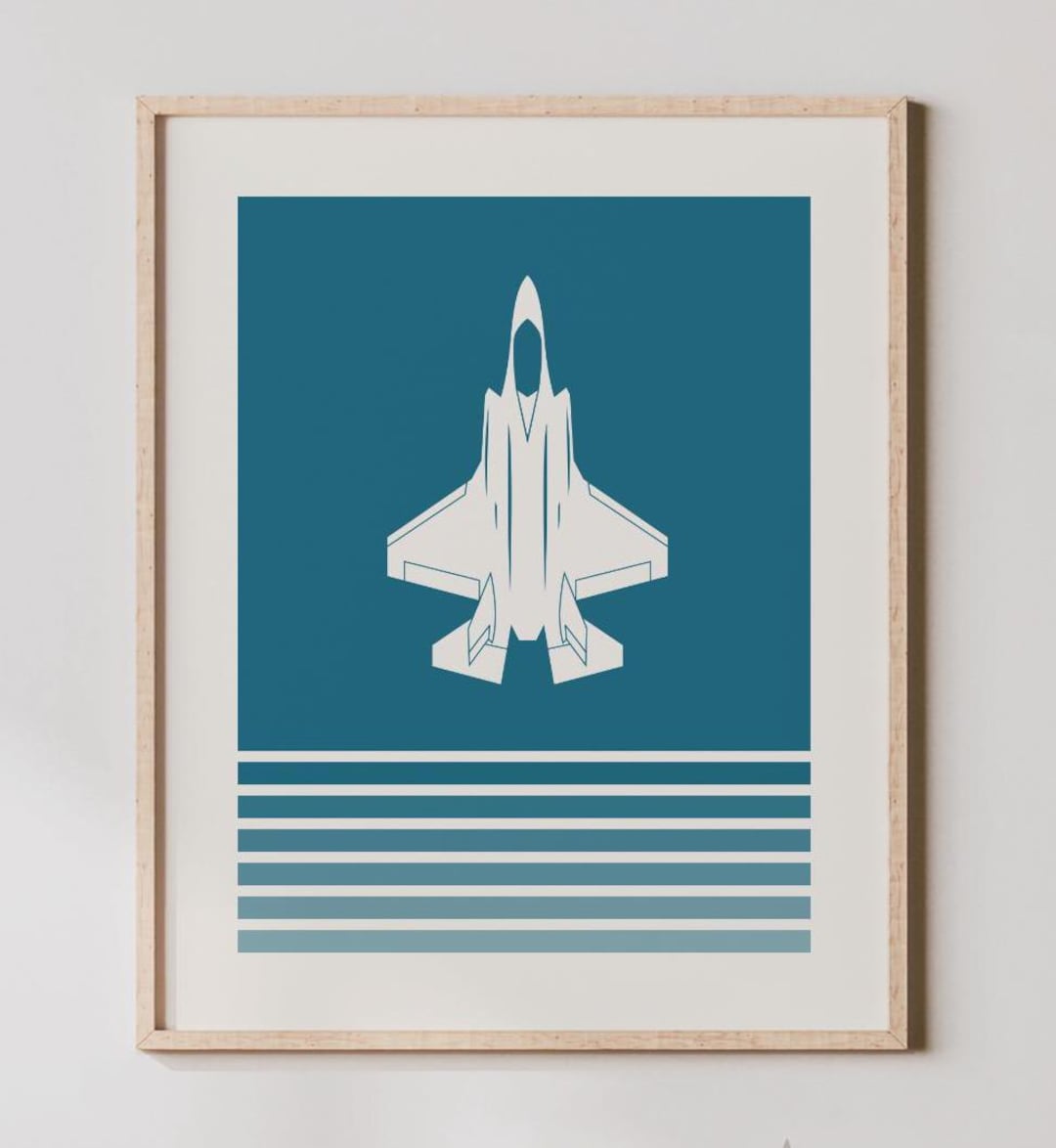 F-35 Art - Fighter Jet Print, Retro Colored F-35 Poster, F-35 Lightning ...