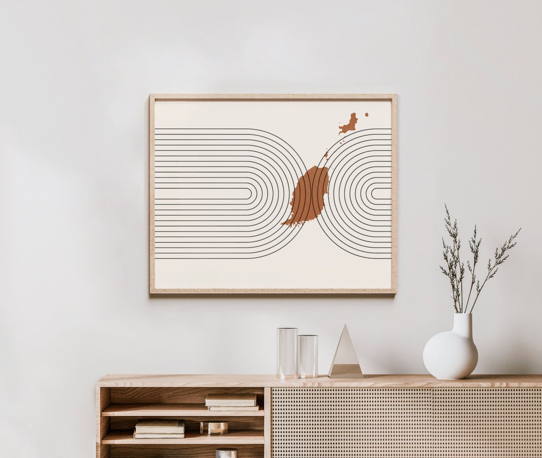 Grenada Wall Art - Mid Century Grenada Map, Retro Grenada Wall Decor ...