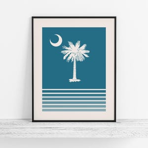 Sabal Palmetto Art - South Carolina Logo Print, Retro Colored Sabal ...