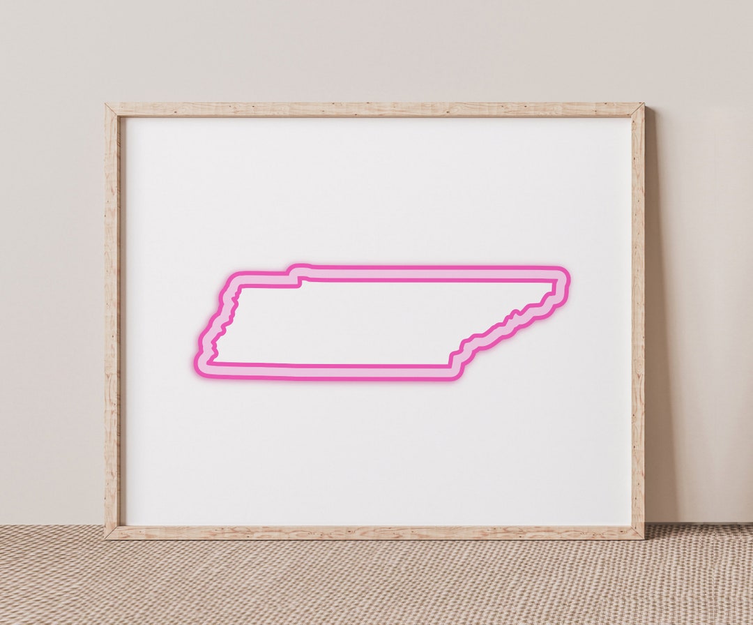 Pink Tennessee Art Bright Pink Map Of Tennessee Wall Decor Tennessean