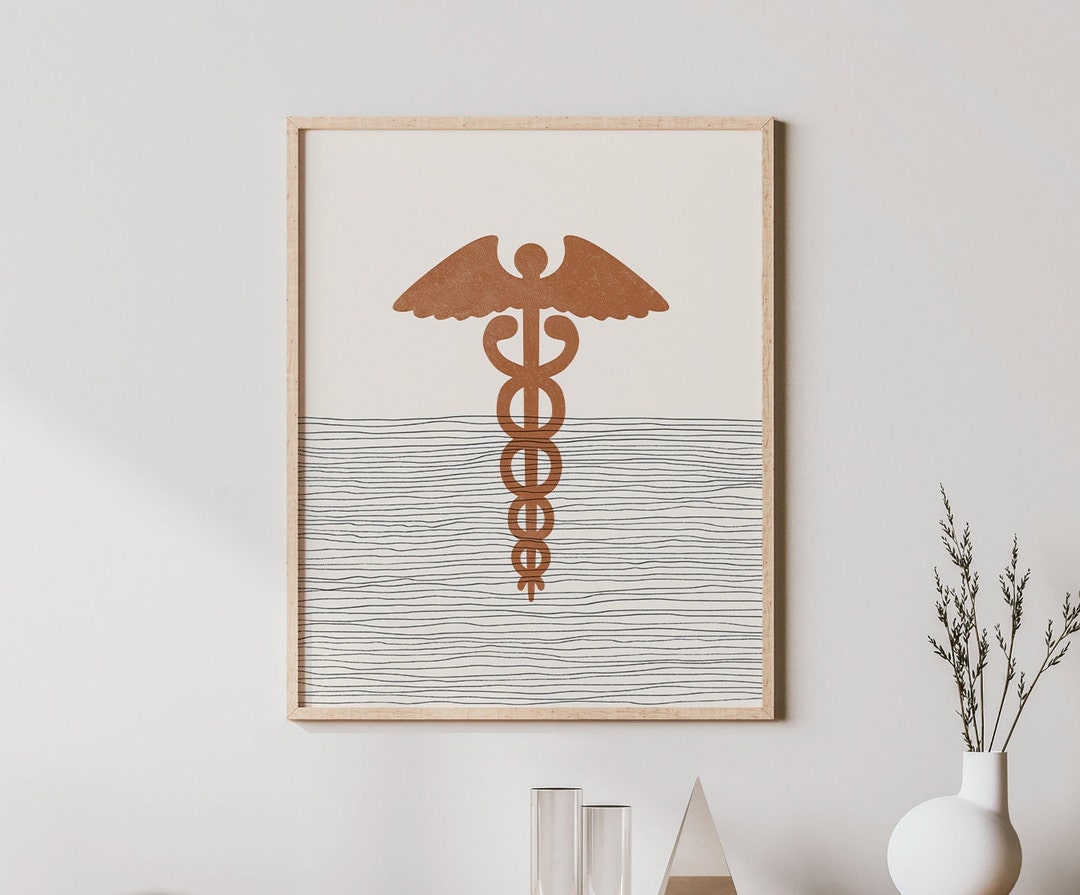 Boho Caduceus Print - Caduceus Wall Art / Decor, Minimalist Poster ...