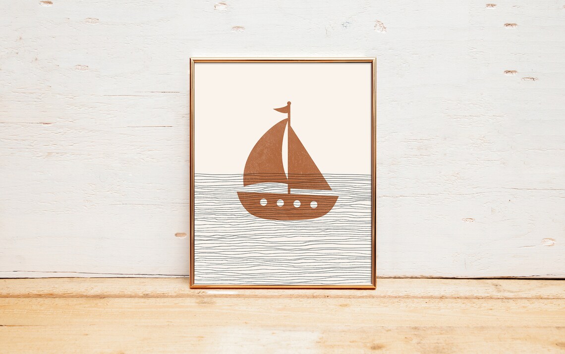 Sailboat Print Boho Sailboat Wall Art / Decor Sailboat - Etsy