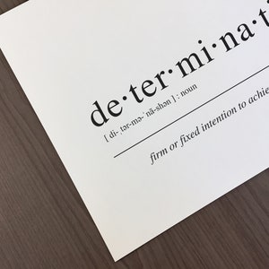Determination Definition - Dictionary Print, Wall Decor, Motivational ...