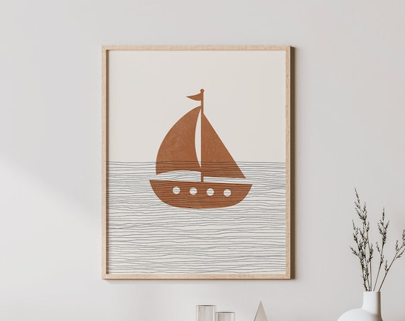 Sailboat Print Boho Sailboat Wall Art / Decor Sailboat - Etsy