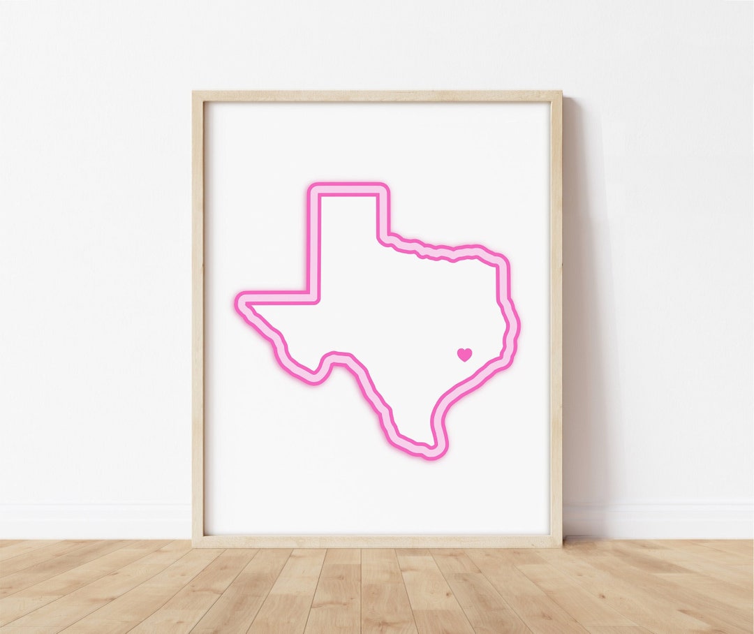 Woodlands Texas Art - Map With Heart, Pink Woodlands Print / Poster ...