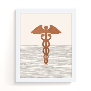 Boho Caduceus Print - Caduceus Wall Art / Decor, Minimalist Poster ...