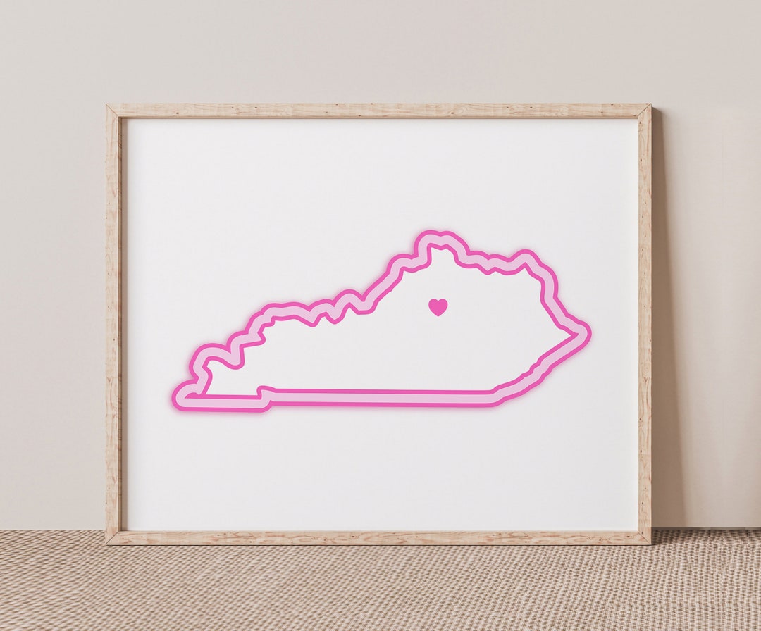 Lexington Kentucky Art - Map With Heart, Pink Lexington Print / Poster ...