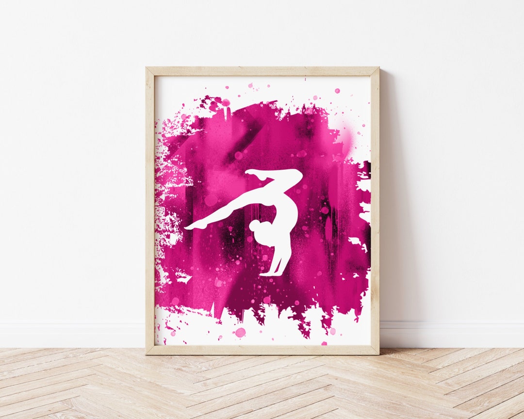 Gymnastics Art - Girls Gymnastics Poster, Gymnast Decor - Framed OR ...