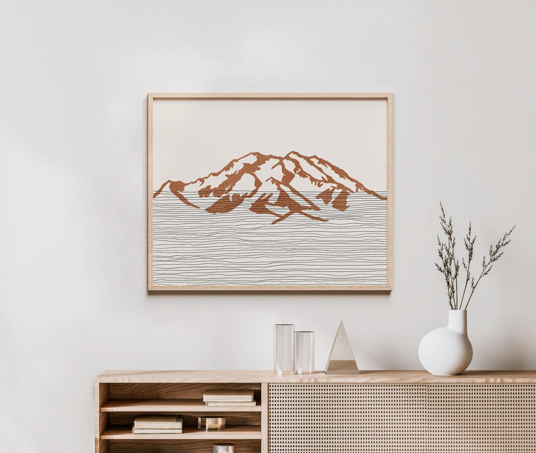 Boho Denali Art Print - Mount Mckinley, Alaska - Denali Outline ...