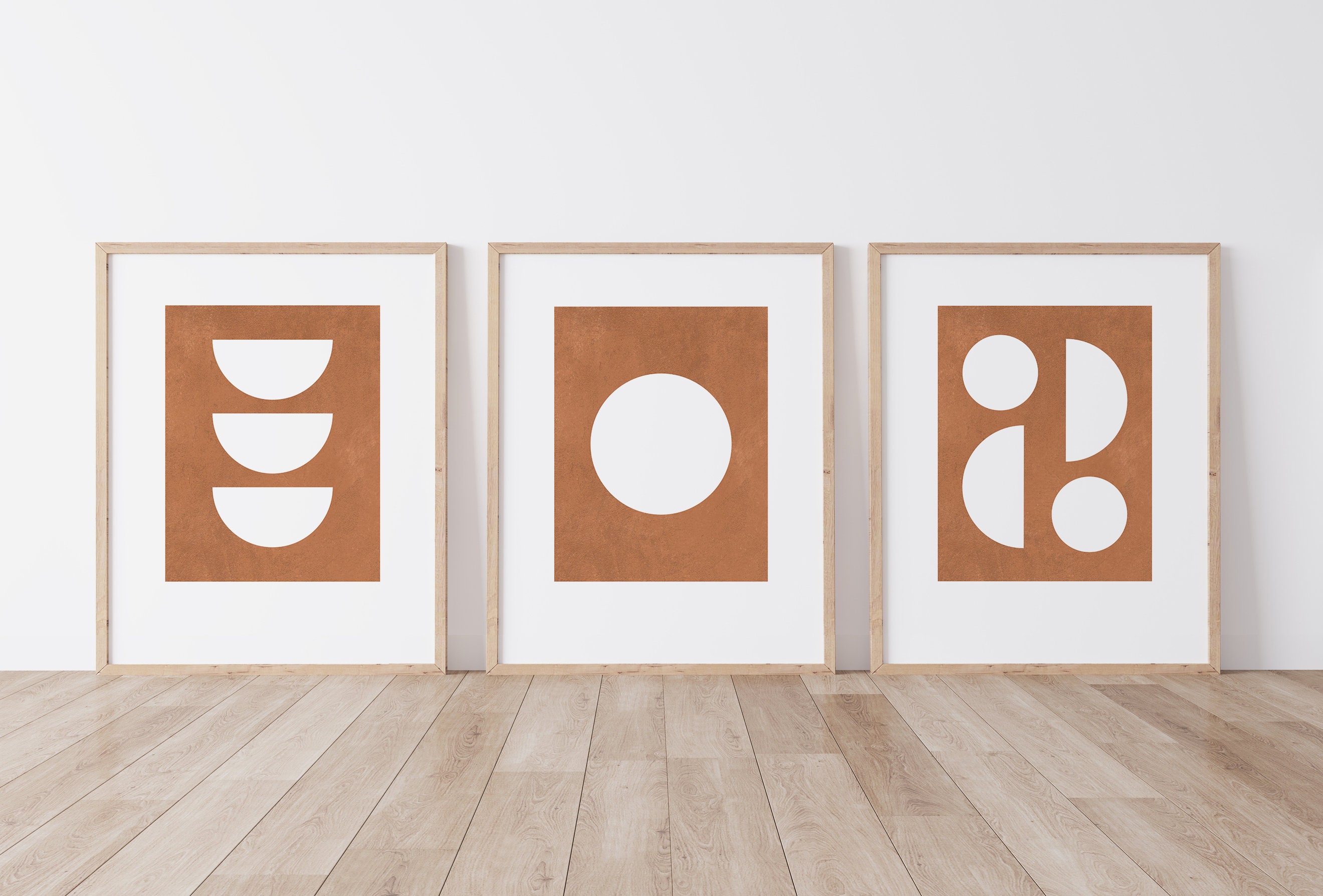 Terra Cotta Wall Art - Minimalist Geometric Prints - Mid Century Modern ...
