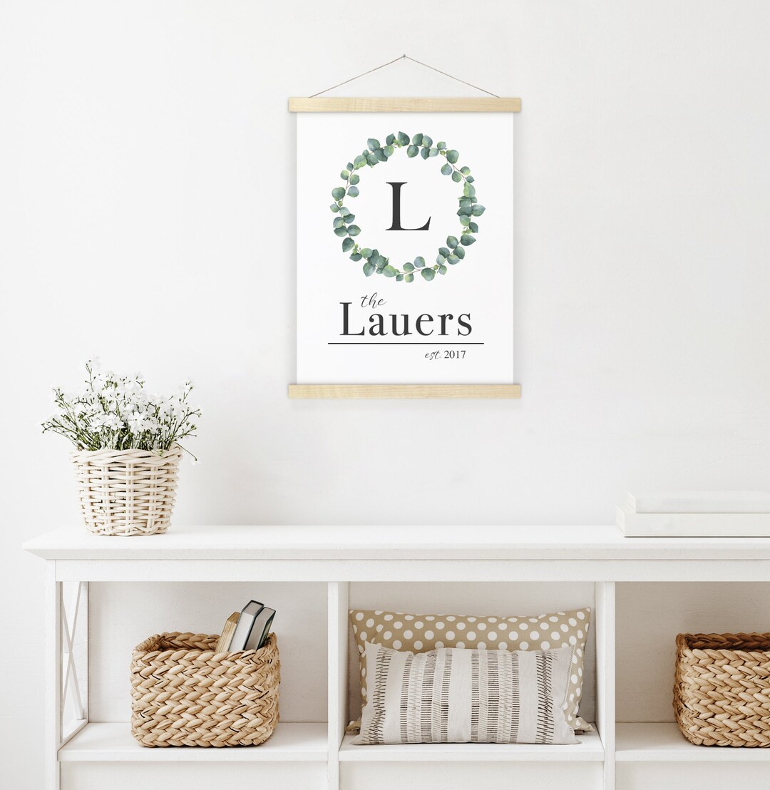Established Sign - Est Sign - Personalized Hanging Canvas, Family Name ...