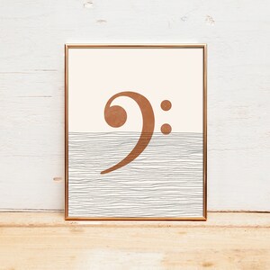 Boho Bass Clef Print - Bass Clef Wall Art / Decor, Minimalist Poster ...