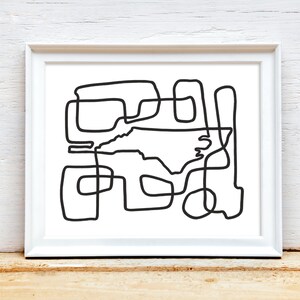 North Carolina Line Art Print - One Line Drawing, North Carolina ...