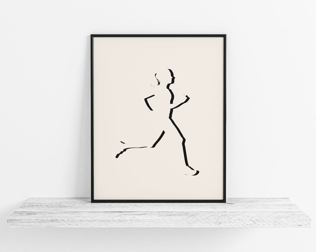 Minimalist Running Art - Modern Girls Running Poster, Runner Gift ...