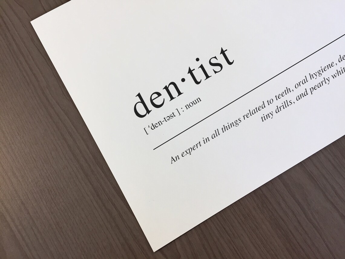 Dentist Definition Dental School Gift Art Print for Dentist - Etsy
