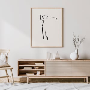 Minimalist Golf Art - Modern Golf Poster, Boy Golfer Gift - Abstract ...