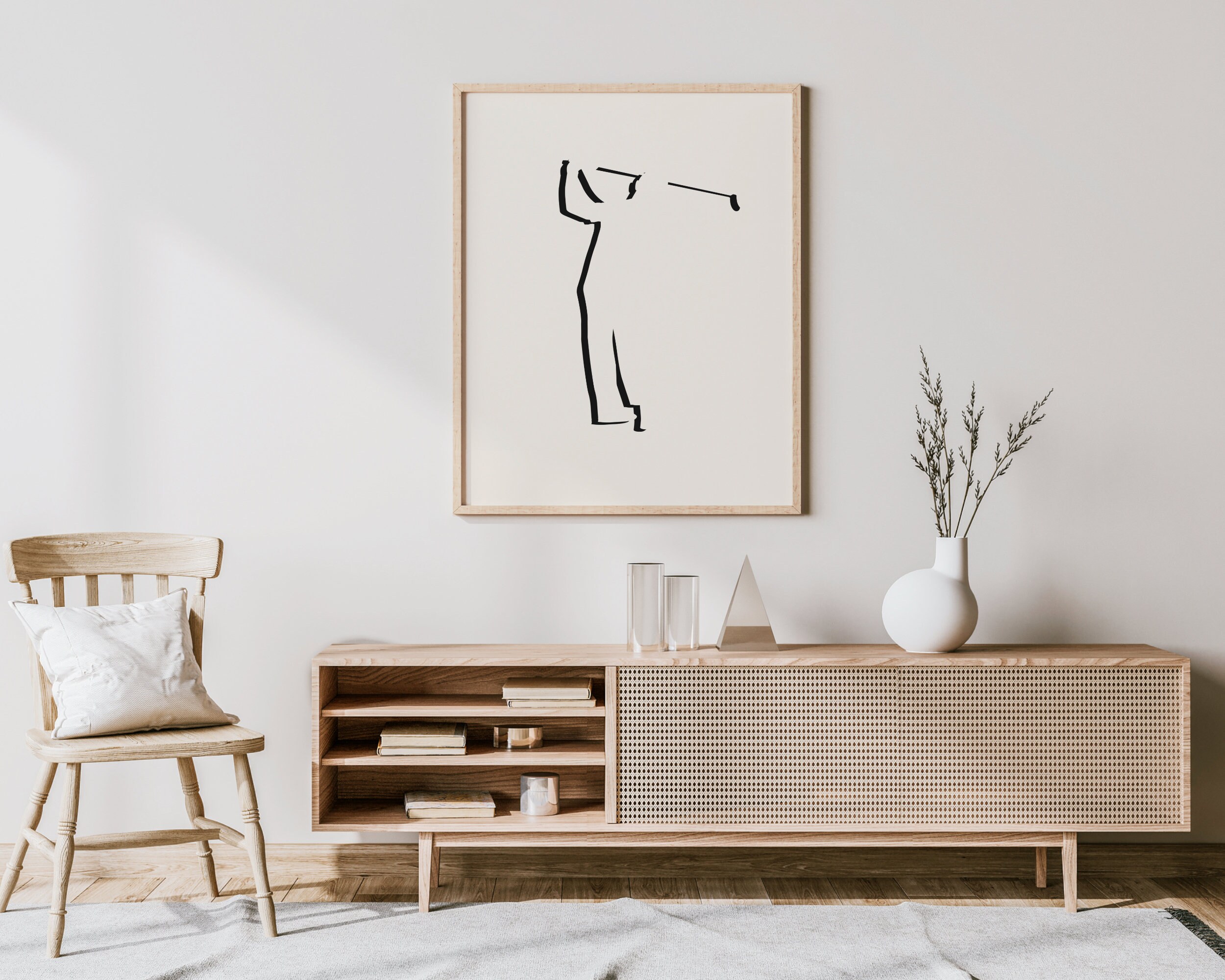 Minimalist Golf Art - Modern Golf Poster, Boy Golfer Gift - Abstract ...