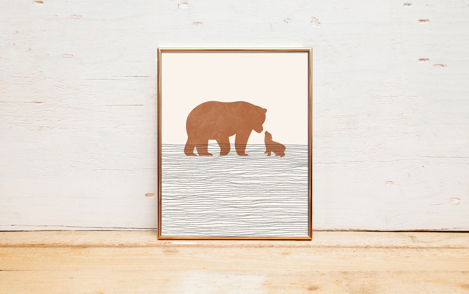 Mama Bear & Cub Print - Boho Mama Bear and Cub Wall Art, Mama Bear ...