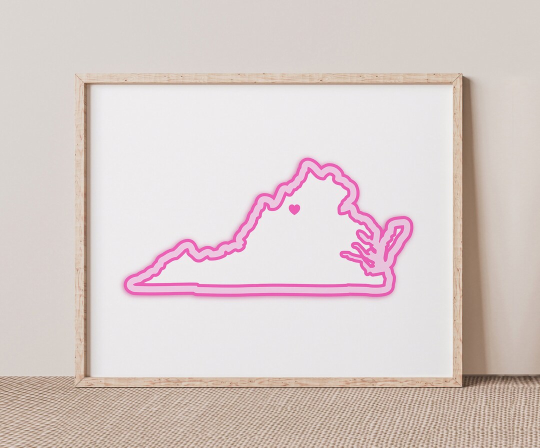 Harrisonburg Virginia Art - Map With Heart, Pink Harrisonburg Print ...