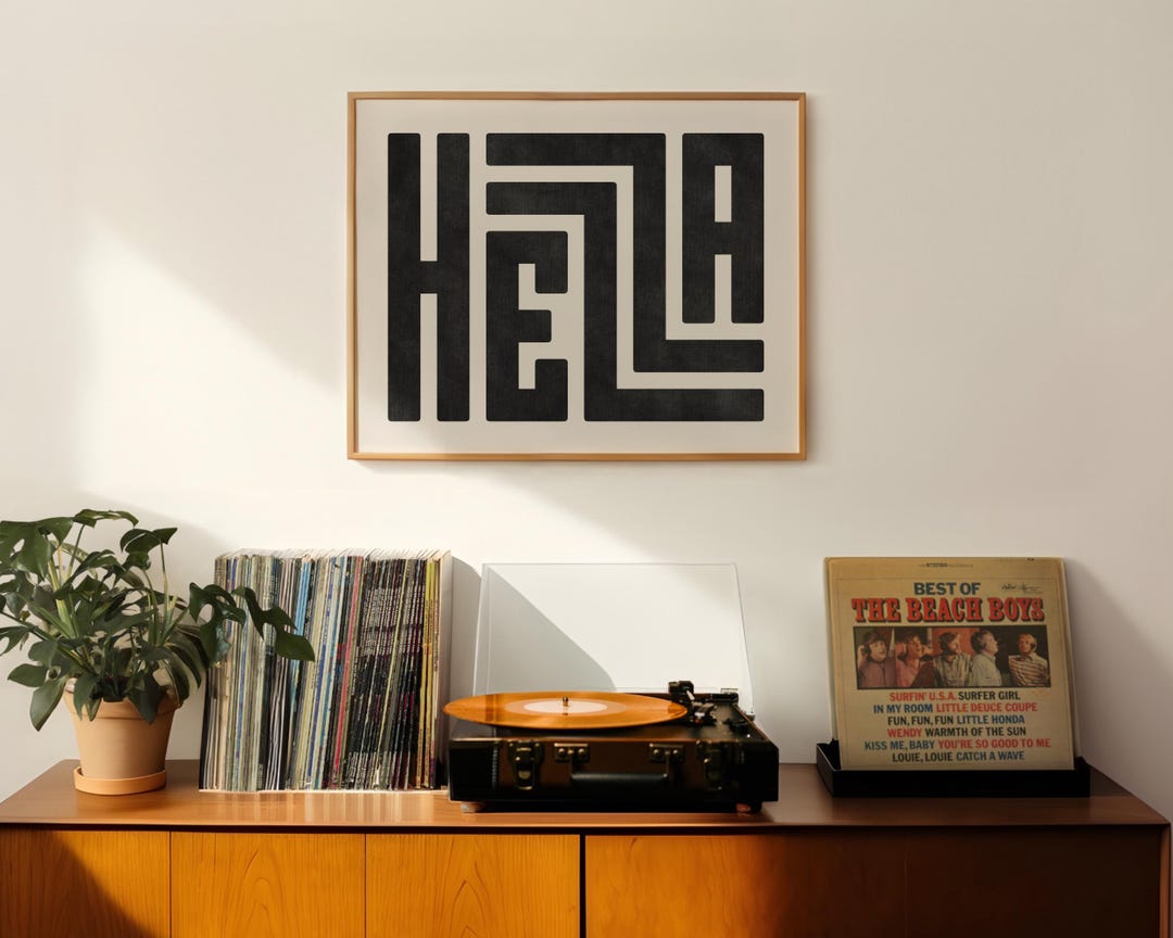Hella Wall Art - Custom Typography Print, Hella Poster - Minimalist ...