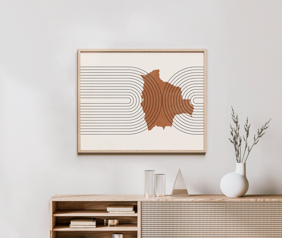 Bolivia Wall Art - Mid Century Bolivia Map, Retro Bolivia Wall Decor ...