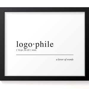 Lover of Words - Definition Print, Logophile, Gift for Word Lover, Art ...
