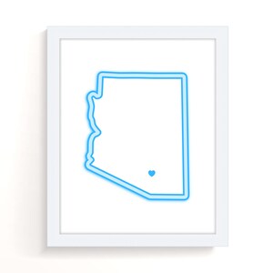 Tucson Arizona Art Map With Heart, Pink Tucson Print / Poster Tucson ...