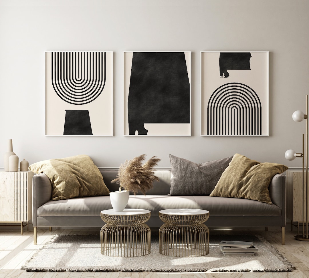 Alabama Mid Century Modern Wall Art - Minimalist Alabama Wall Art and ...