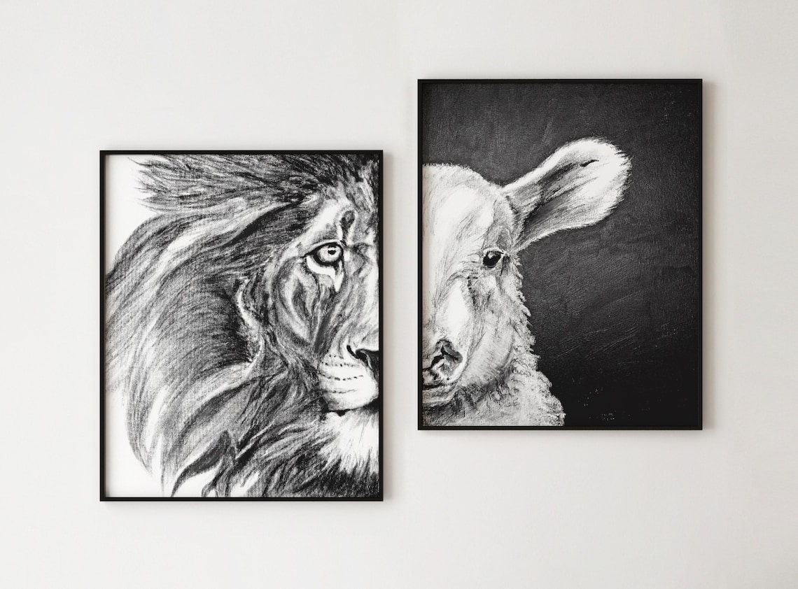 Lion and Lamb Art Lion of Judah and Lamb of God Wall Art - Etsy