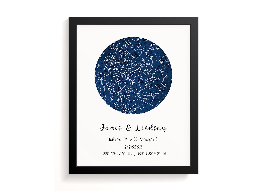 Custom Star Map - Paper Anniversary Gift for Him - Personalized Night ...