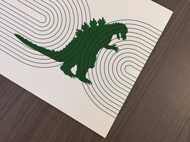 Godzilla Print Mid Century Modern Godzilla Wall Art - Etsy