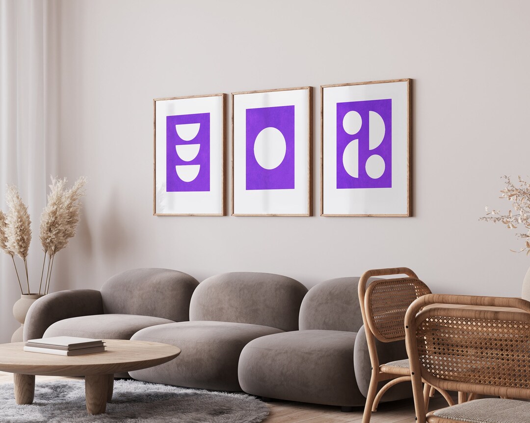 Violet Wall Art - Minimalist Geometric Prints - Mid Century Modern Wall ...