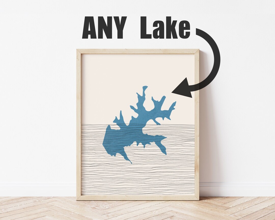 Custom Lake Map - Personalized From Any Lake, Lake House Wall Decor ...