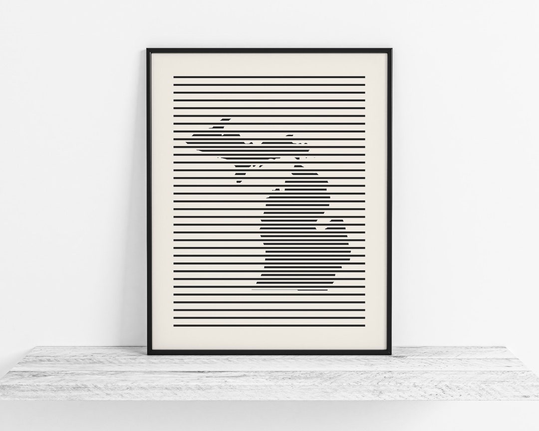 Abstract Line Map of Michigan - Michigan Art Print, Michigan Map ...