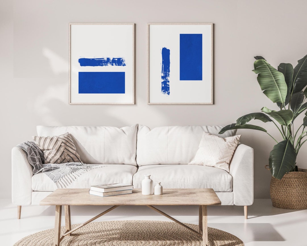 Abstract Sapphire Blue Wall Art - Minimalist Japandi Wall Art, Sapphire ...