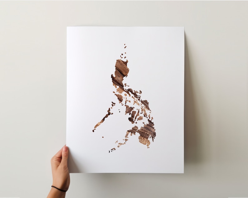 Map of Philippines W/ Wood Grain Overlay - Philippines Art Print ...