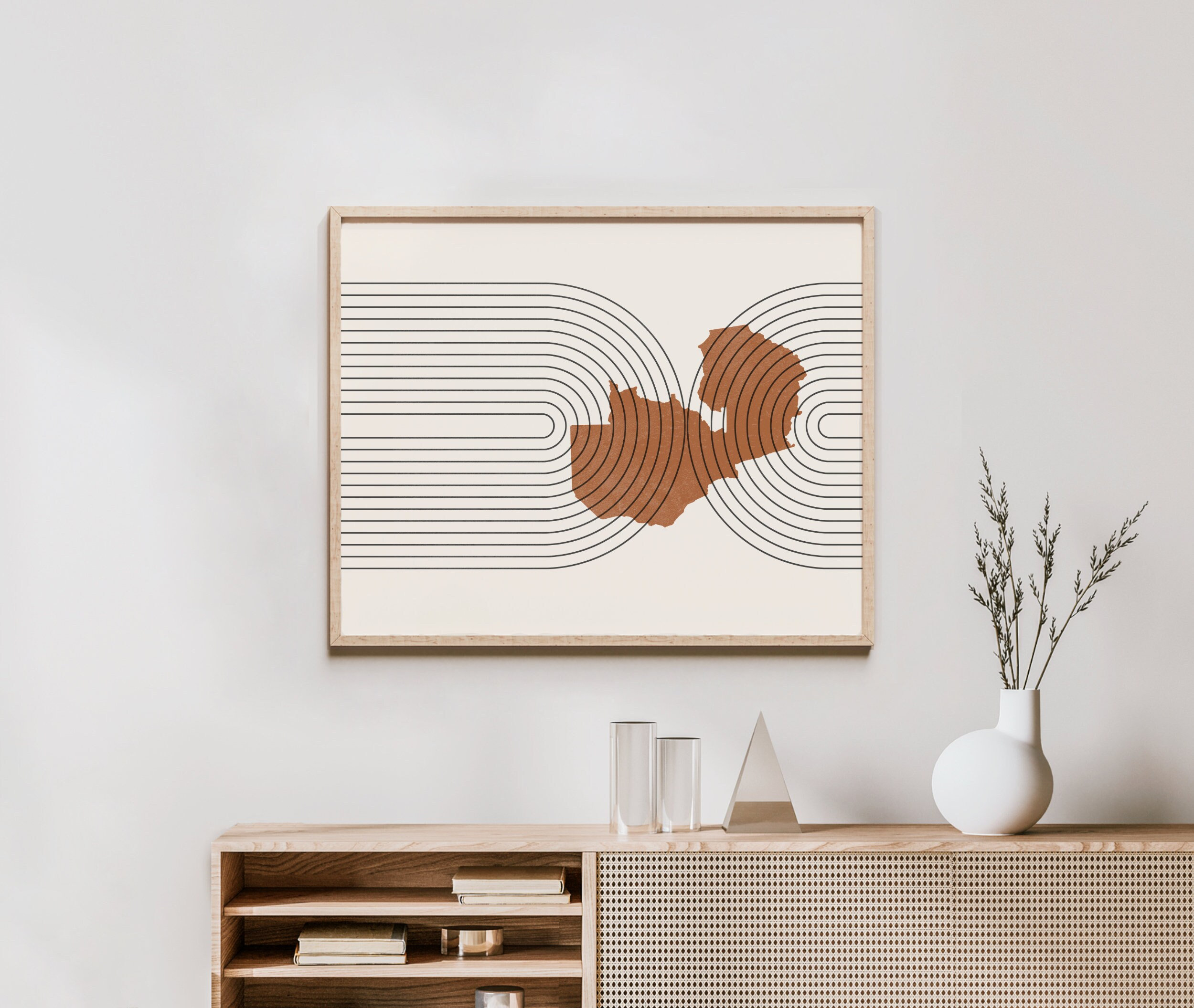 Zambia Wall Art - Mid Century Zambia Map, Retro Zambia Wall Decor ...