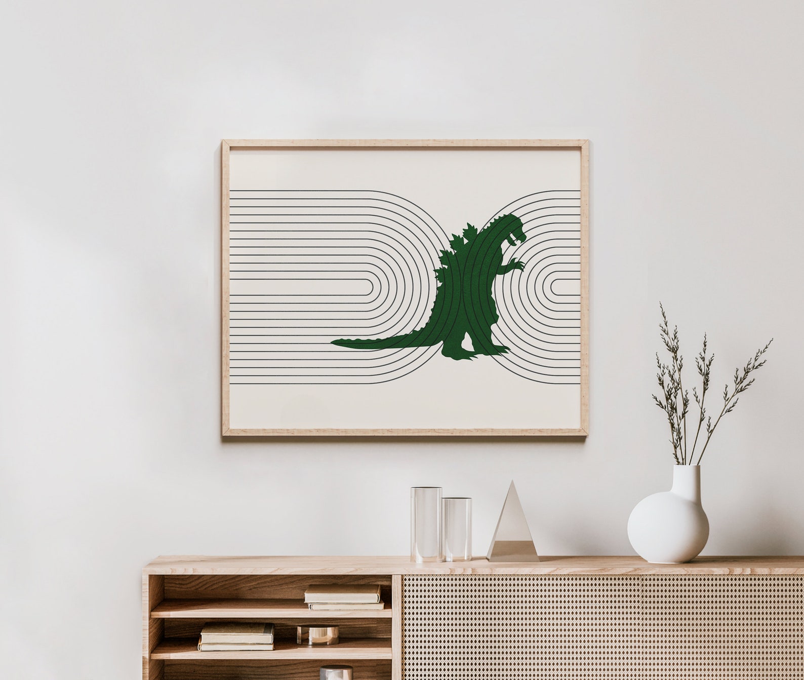 Godzilla Print Mid Century Modern Godzilla Wall Art - Etsy