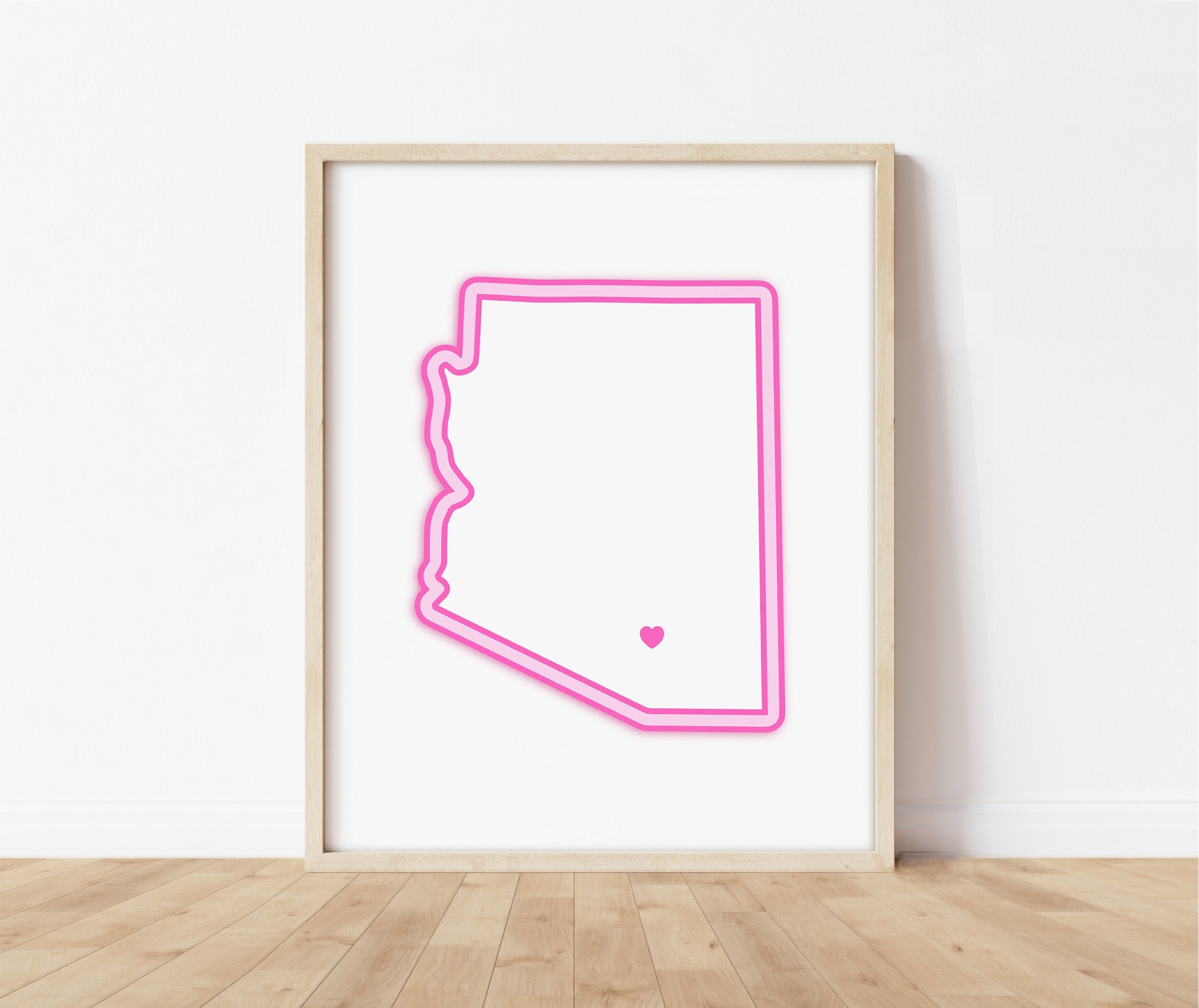 Tucson Arizona Art - Map With Heart, Pink Tucson Print / Poster ...