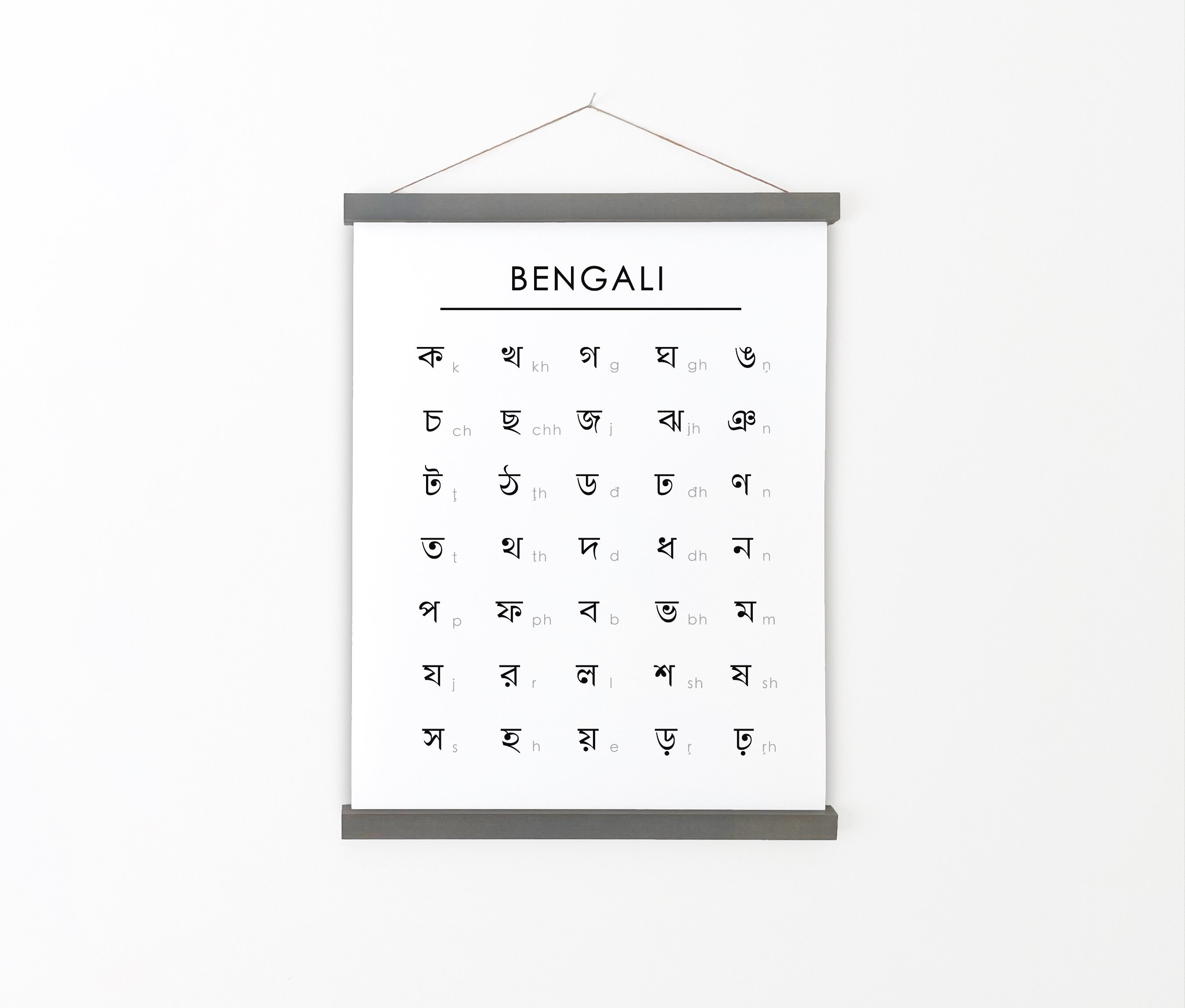 Bengali Alphabet Poster - Bengali Letter Chart, Hanging Canvas ...