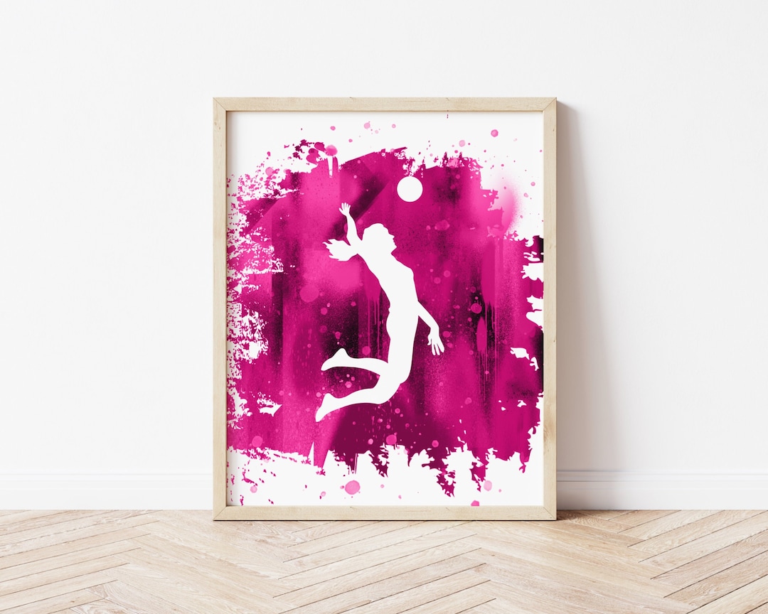 Volleyball Art - Girls Volleyball Poster, Volleyball Player Decor ...