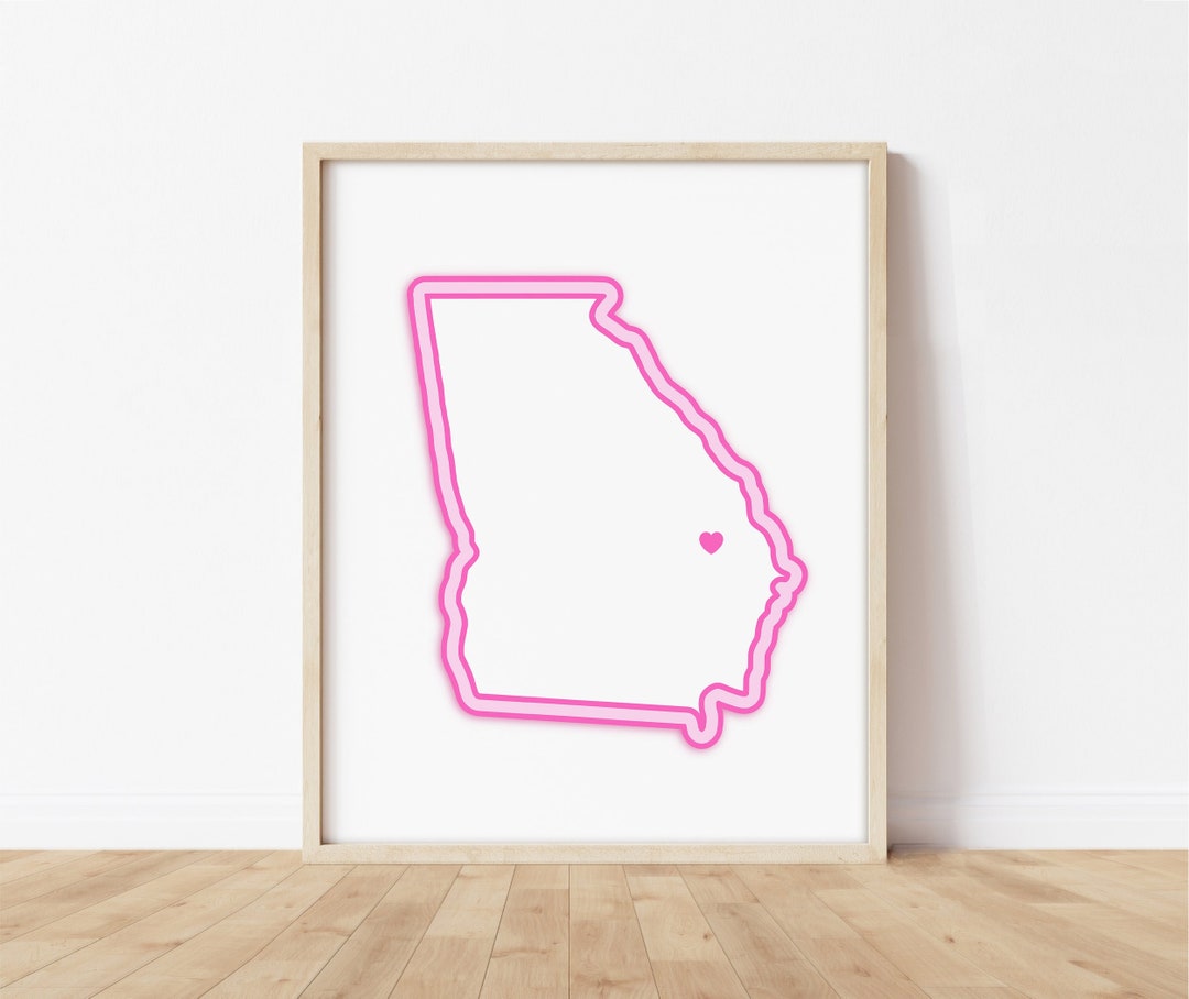 Statesboro Georgia Art - Map With Heart, Pink Statesboro Print / Poster ...
