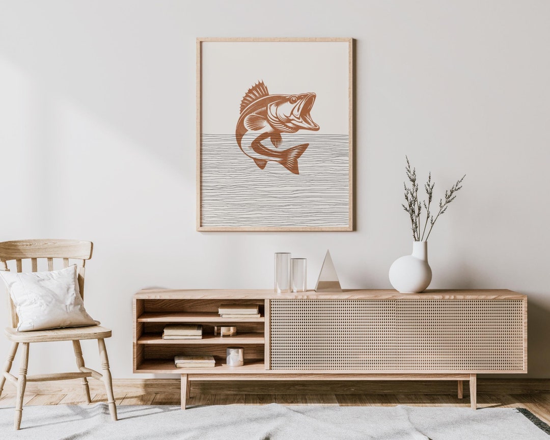 Boho Walleye Art - Fishing Print, Walleye Poster, Walleye Fish Wall ...