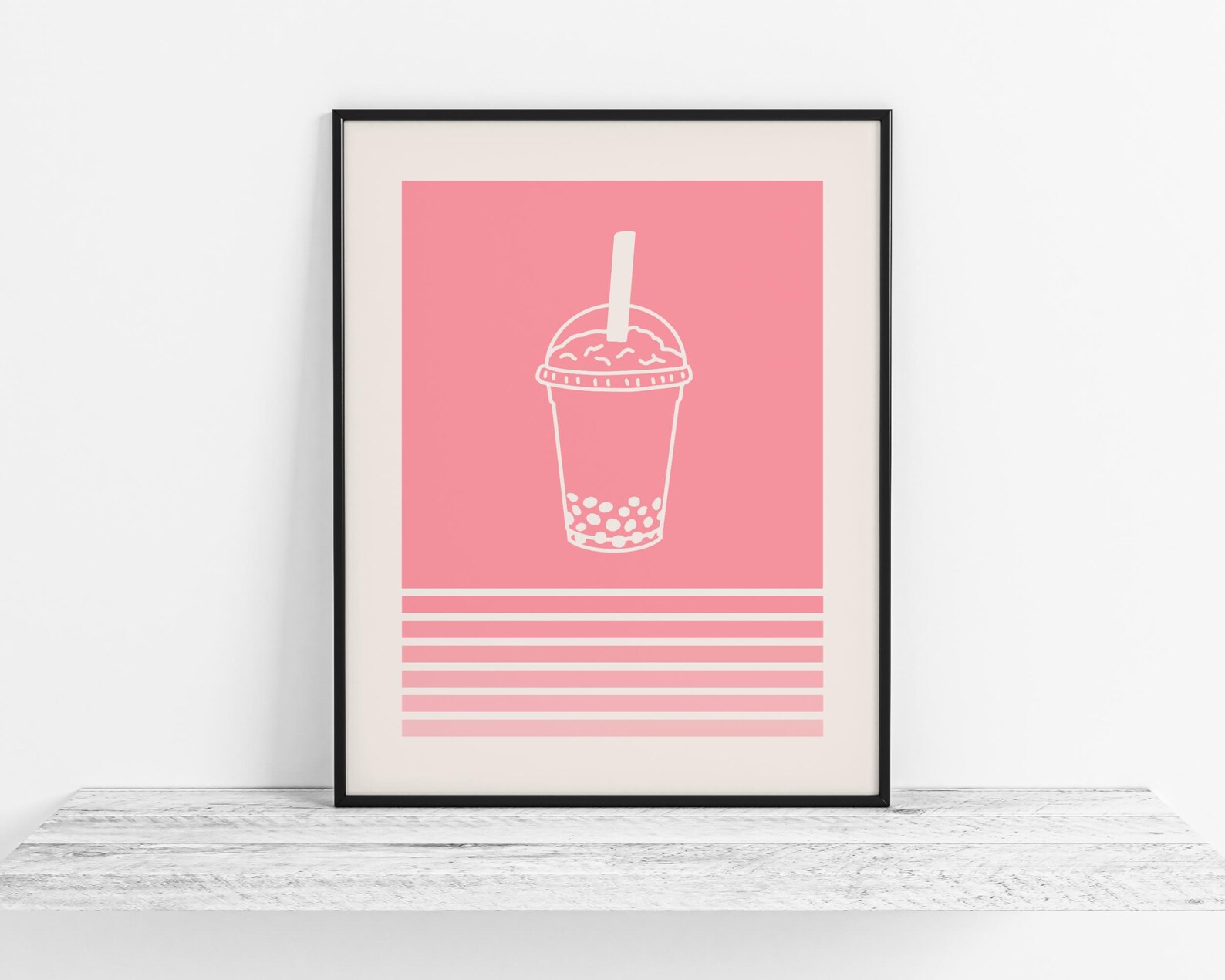 Bubble Tea Art - Bubble Tea Print, Retro Colored Bubble Tea Poster ...