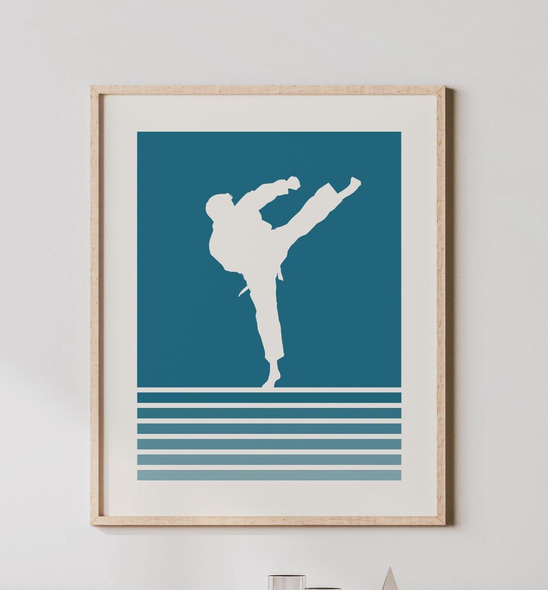 Karate Art - Retro Gradient Lines - Male Karate Athlete Print, Karate ...