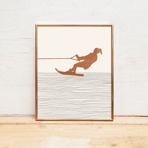 Boho Water Skiing Art - Water Skiing Wall Art / Decor, Minimalist Water ...