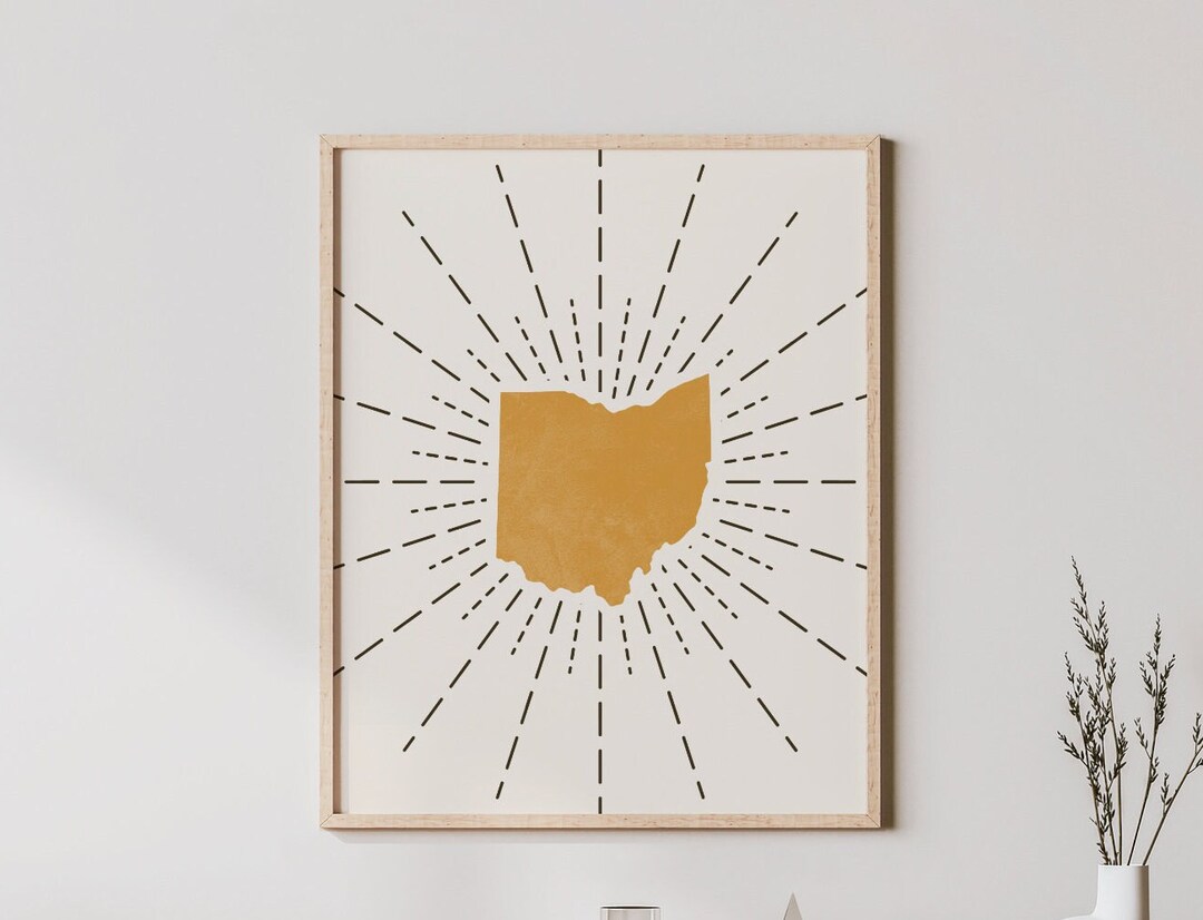 Ohio Boho Wall Art - Bohemian Decor, Ohio Boho Print, Abstract Ohio ...