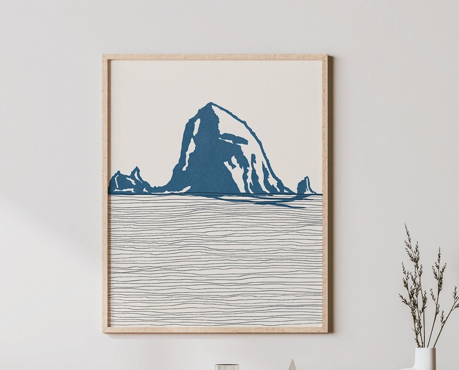 Haystack Rock Art Print - Cannon Beach, Oregon - Haystack Rock Outline ...